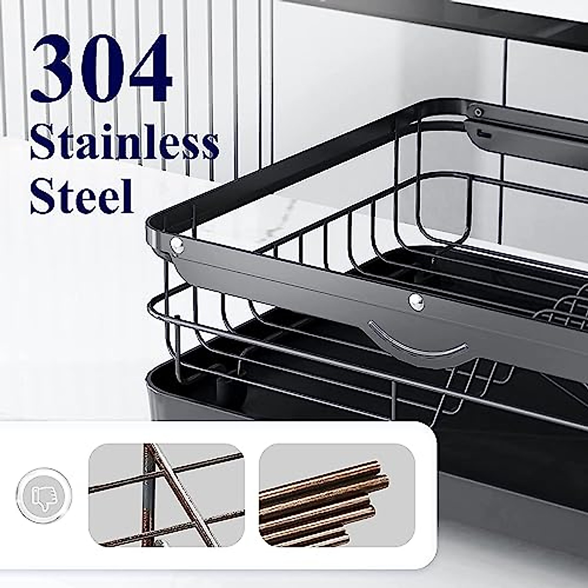 Under Sink Organizers,2-Tier Under Sink Organizers and Storage,Drill-Free Rustproof Stainless Steel Pull Out Shelf with Non-Slip Feet for Kitchen Bathroom, Black