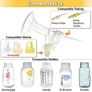 Nenesupply Pump Parts with 27mm flanges Compatible with Medela Breastpumps Incl. Flange Breastshield Valve Membrane for Pump in Style Symphony Swing Not Original Medela Pump Parts
