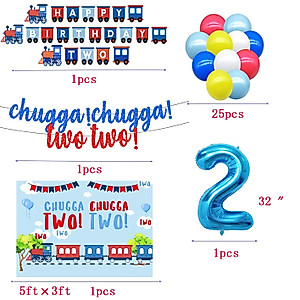 Chugga Chugga Two Two Party Supplies,Train 2nd Birthday Party Supplies,2nd Birthday Decorations For Boys,Chugga Chugga Two Two Party Decorations,