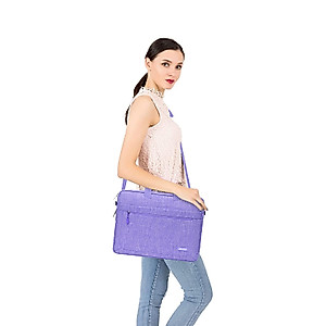 MOSISO Laptop Shoulder Messenger Bag Compatible with MacBook Air/Pro,13-13.3 inch Notebook,Compatible with MacBook Pro 14 inch M3 M2 M1 Pro Max 2023-2021 with Adjustable Depth at Bottom, Purple