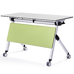 HM&DX Training Table Folding Desk,Conference Tables Meeting Tables,28'' Compact Desk for Small Spaces,Mobile Laptop Desk,Commercial Office Desk with Wheels,Compact Work Workstation for Home Office