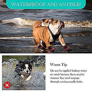 Dog Boots Waterproof Shoes for Dogs with Reflective Straps, Rugged Anti-Slip Soft Sole Dogs Paw Protector for Small Medium Large Dog (3#, Red)