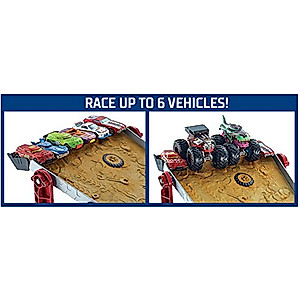 Hot Wheels Monster Trucks Down Hill Race & Go Playset with 1:64 Scale Bone Shaker Toy Truck & 1:64 Scale Toy Car