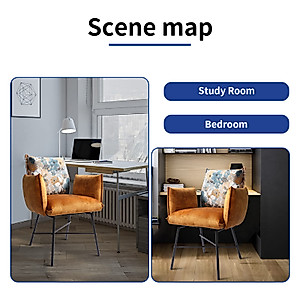 Modern Fabric Living Room Chair-Waiting Room Chairs Accent Chair with Metal Legs, Leisure Chair with Thick Seat Cushion, Ergonomic Accent Chair for Living Room, Bedroom - Floral Print (Yellow)