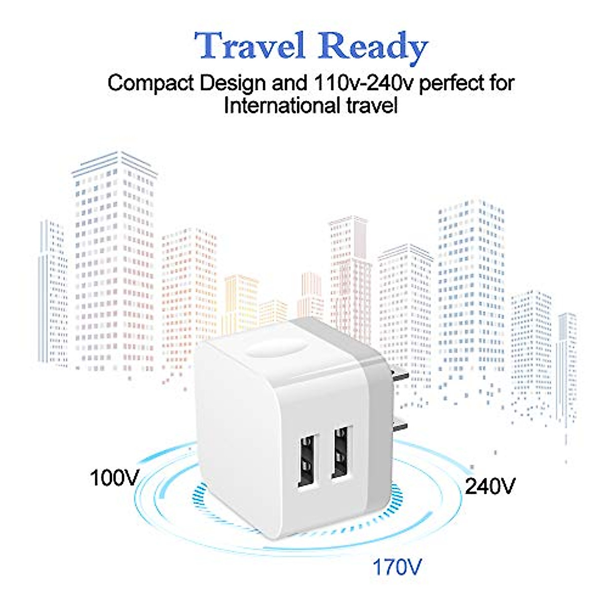 Dual USB Wall Charger, 2Pack 2.4A Double USB Wall Plug iPhone Fast Charger Block Box Brick Adapter for iPhone 14 13 12 11 Pro Max XS X 8 Plus,Samsung Galaxy S23 A53 A73 S22 S21 S20 S10 Note20 Ultra,LG