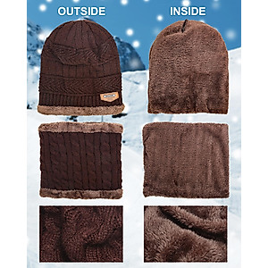 12 Pieces Winter Hat Scarf Gloves Set Snow Beanie Hat Knit Skull Caps Touch Screen Mittens Warm Neck Warmer for Men Women Cold Weather Skiing, 4 Colors