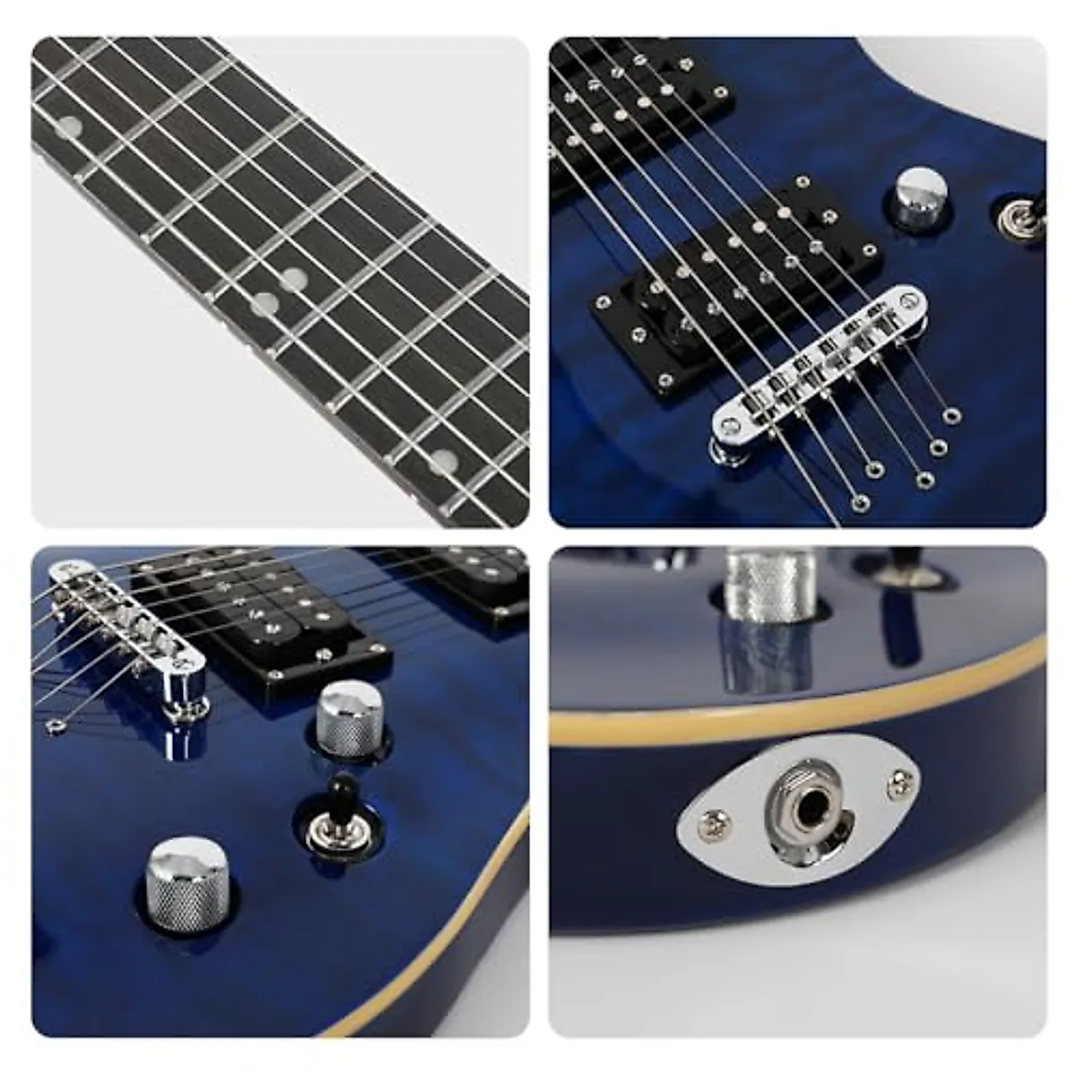 Electric guitar beginners beginners adult practice electric guitar advanced performance set professional grade-D170 (Blue)