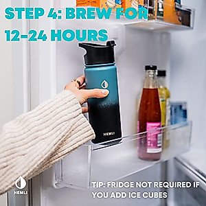 Hemli Cold Brew Bottle Coffee Maker, 18 oz Insulated Portable Cold Brew Cup To-Go Coffee Tumbler, Cold Brew Travel Mug with Stainless Steel Filter, Leakproof, Airtight, Rustproof