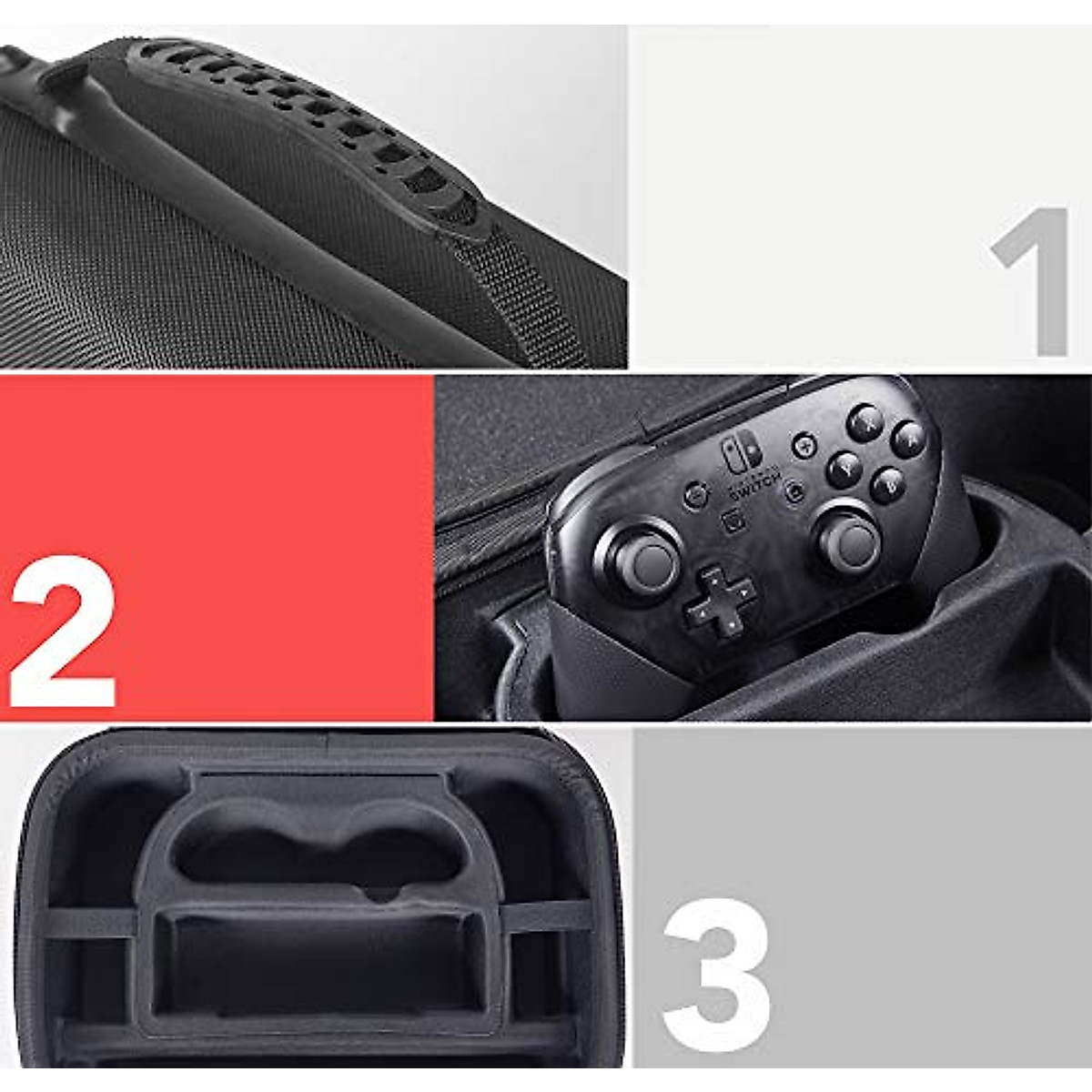 Amazon Basics Hard Shell Travel and Storage Case For Nintendo Switch & OLED Switch, Black, 12 x 4.8 x 9 Inches