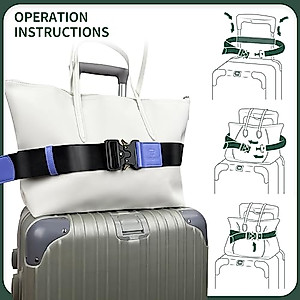 Luggage Straps for Carry On, Tuegher Add a Bag Travel Belt, Hands Free Luggage Helper, Adjustable and Stylish Belt with Metal Buckles for Second Bag, Tote, Airport Travel Accessory (Mar)