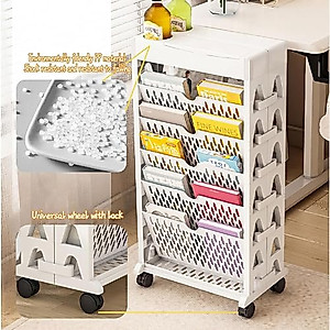 Mobile Shelf Cart, Mobile Shelf Organizer, 6 Tier Desk Organizer, Rolling File Organizer with Casters, Storage,Green