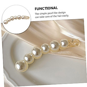 FRCOLOR Banana Clip Ponytail Clip Hair Grip Clips Pearl Hair Clasp Jumbo Hair Clips French Hair Clips Banana Hair Clips Faux Pearls Fishtail Hair Clip Styling Hair Clamps Pearl Hair Clips