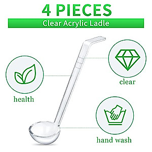 4 pieces 1 oz ladle clear small gravy ladle long handle Acrylic 7.9 Inch Perfect for Serving Dressings,punch bowl, Sauces and Toppings (1oz, small)