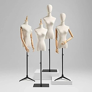 Tailors Dummy Mannequins Mannequin Body Female Tailors Dummy Adjustable with Silver Base with Arms for Clothing Display Dressform Mannequin
