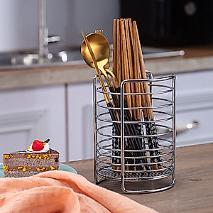 kaileyouxiangongsi Utensil Drying Rack/Chopsticks/Spoon/Fork/Knife Drainer Basket Flatware Storage Drainer (Silver)