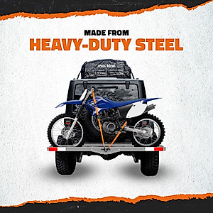 Mockins 500 lbs Capacity Anti Tilt Hitch-Mount Motorcycle Carrier with Ramp | Heavy Duty Steel Dirt Bike Hitch Hauler | 73 in. Motorcycle Hitch Carrier | Dirt Bike Trailer for Truck, SUV, Car