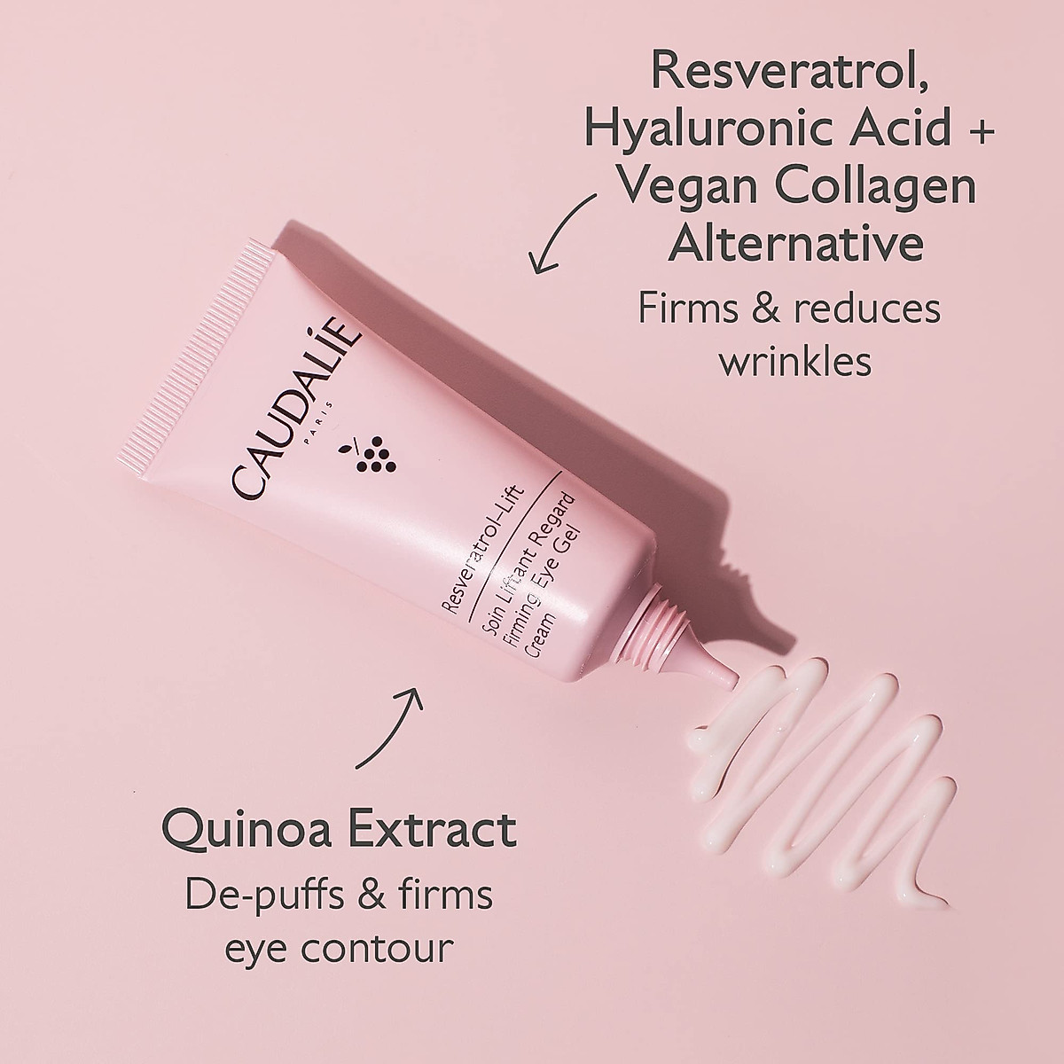 Caudalie Resveratrol-Lift Firming Eye Gel Cream: Anti-Aging Wrinkle Eye Cream with Resveratrol, Hyaluronic Acid & Vegan Collagen Alternative -15mL