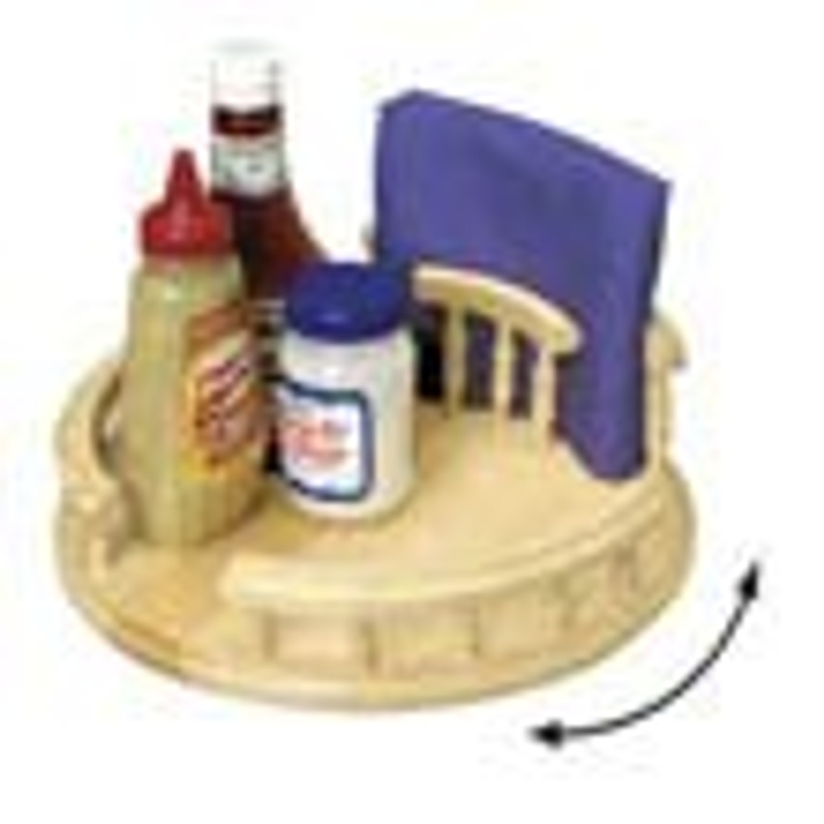 12" Large Lazy Susan W/ Napkin Holder and Decorative Guard­rail