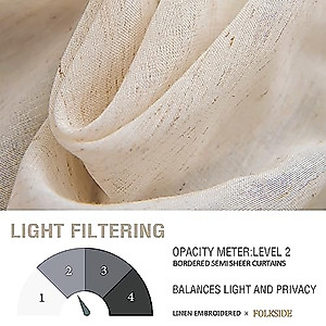 Cream Boho Curtains 108 Inches Long for Living Room bedroom Large Window Curtains 2 Panels Set Grommet Tan Embroidery Flax Drapes for High Ceiling to Floor Length Sliding Glass Doors, 52x108, Taupe