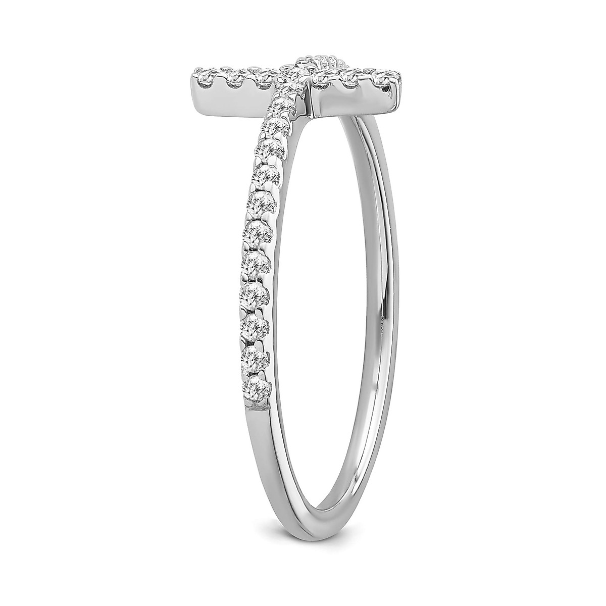 ARAIYA FINE JEWELRY 925 Sterling Silver Round-shape Diamond Cross Band Ring (1/6 cttw, I-J Color, I2-I3 Clarity), Size 8.5