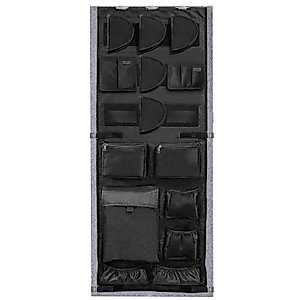 Gun Safe Door Organizer,Gun Safe Door Panel Organizer with Removable Pistol Holders Mag Pouch,Adjustable Width Fit Door Panel from 18.5 to 23 inches,Gun Safe Accessories Storage (18W*46.5H inch)