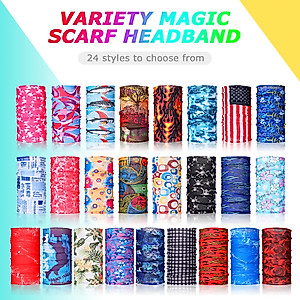 JaGely 50 Pieces Neck Gaiter Sports Neck Head Wrap Headband Scarf Face Bandana Hair Wrap Neck Tube Balaclava for Women Men (Charming Style)