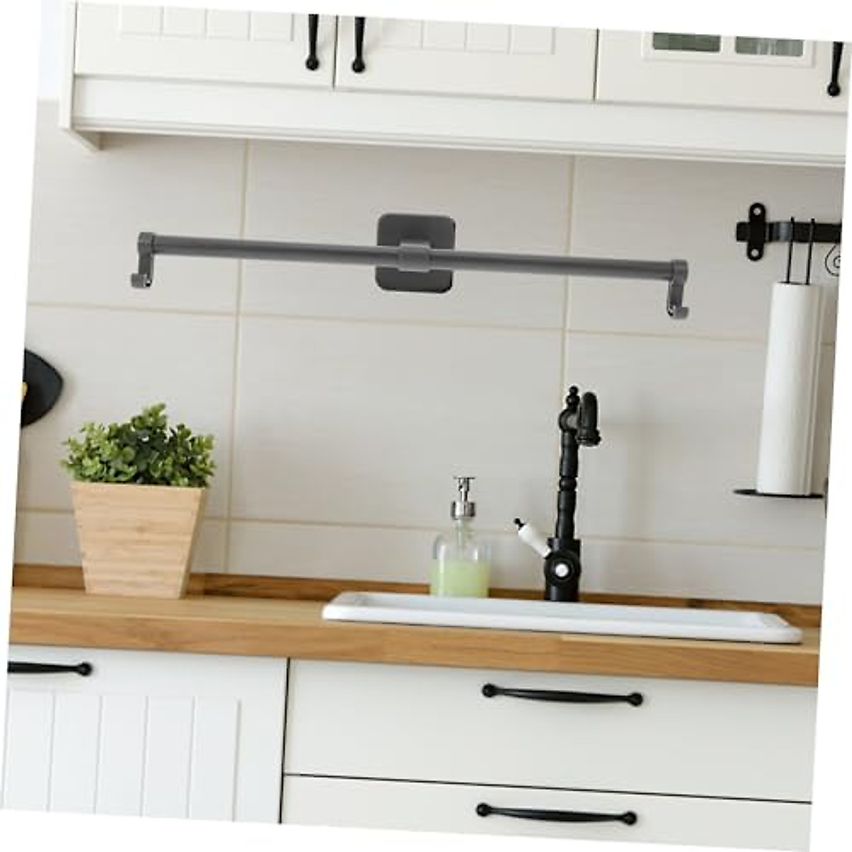 Retractable Towel Rack Cupboard Door Bar Towel Holder for Bathroom Bath Towel Holder Towel Shelf Towel Hanger for Bathroom Towel Rack with Hook Towel Bar Towel Holders Grey Plastic Veemoon