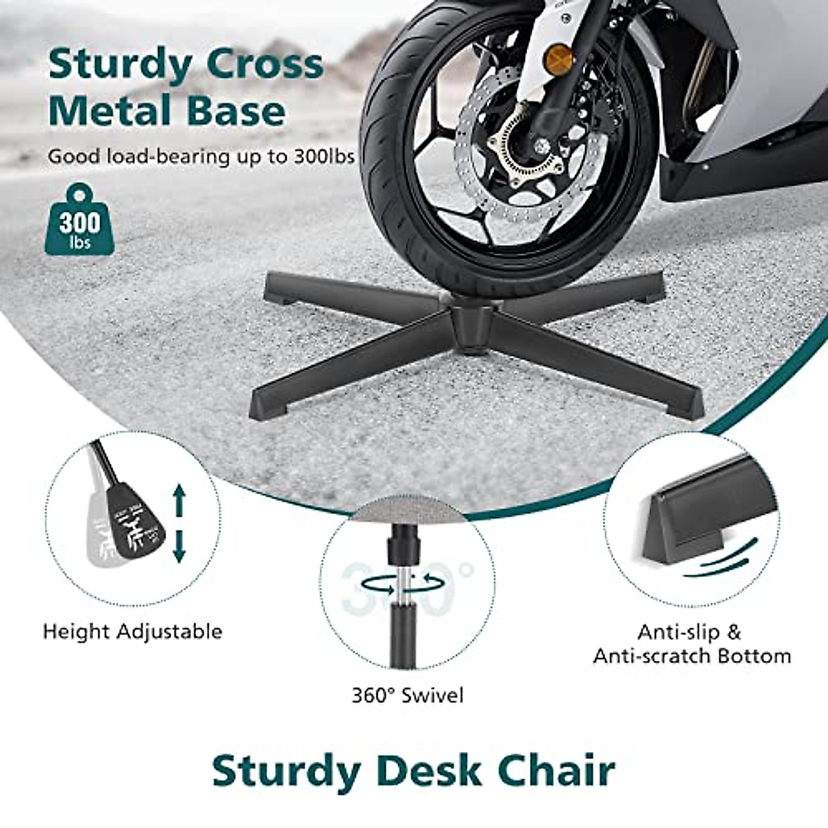 OLIXIS Cross Legged Armless Wide Adjustable Swivel Padded Home Office Desk Chair No Wheels, Grey