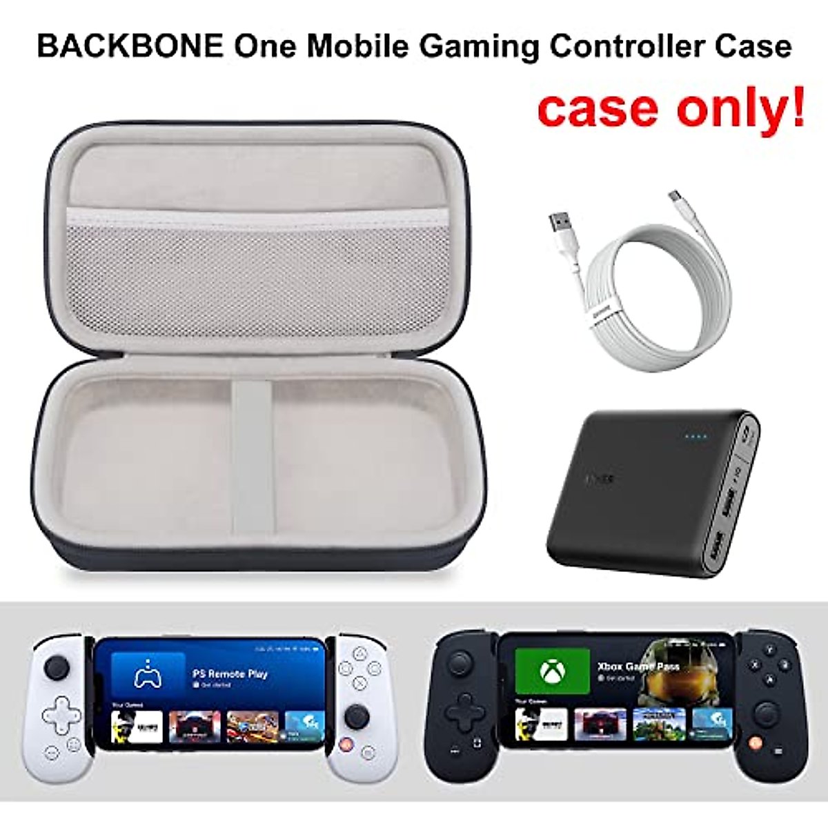 Elonbo Hard Travel Case for Backbone One Mobile Gaming Controller,Compatible with Backbone One for iPhone/iPhone PlayStation Edition/Android/Android PlayStation Edition， Handheld Gaming Console Holder