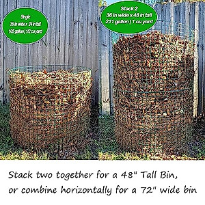 Outdoor Compost Bin, 2Pcs Large Expandable Garden Wire Compost Tumbler Bin for Composting Yard Waste, Kitchen Scraps, Grass Clippings(24in)