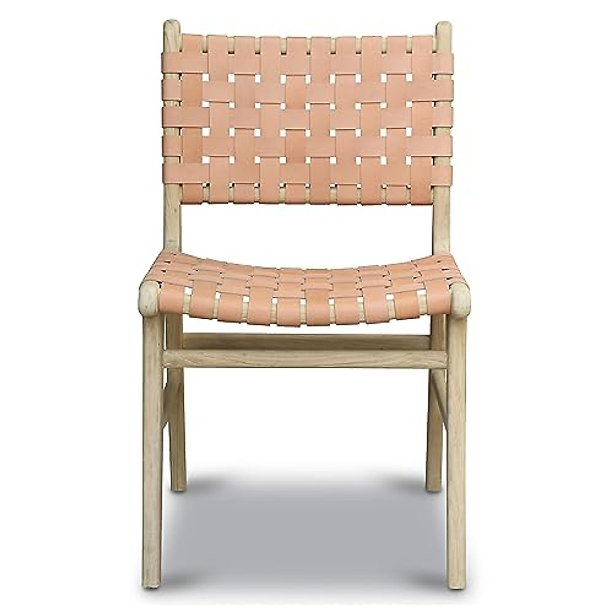 POLY & BARK Banda Teak & Leather Dining Chair, Russet Natural