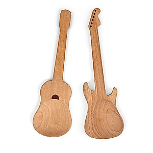 Kikkerland Guitar Shape Rockin Wooden Novelty Spoons- Heat Resistant, Set of 2