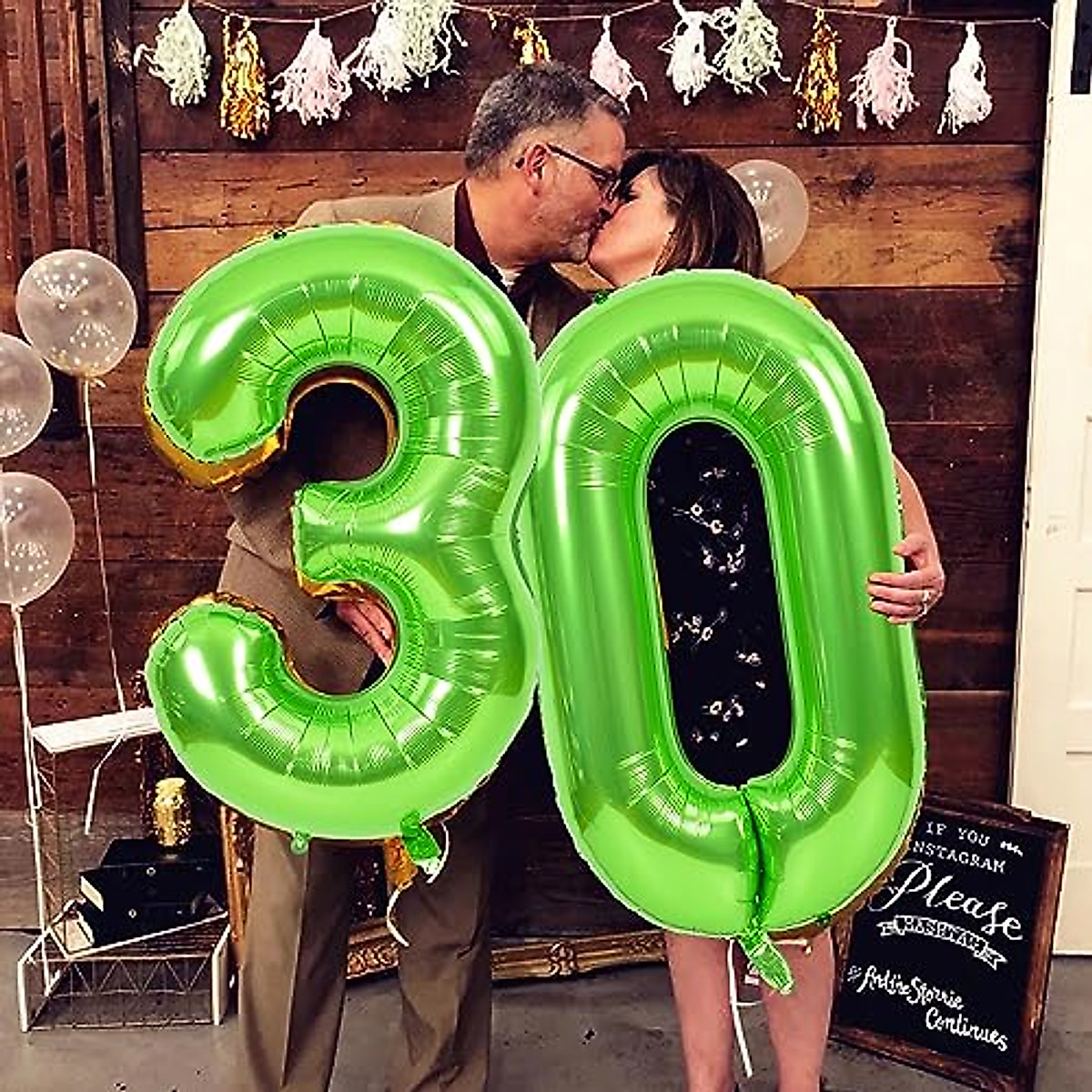 TONIFUL 40 Inch Large Green Numbers Balloons Number 30 Digit 30 Helium Balloons, Foil Mylar Big Number Balloons for Birthday Party Anniversary Supplies Decorations