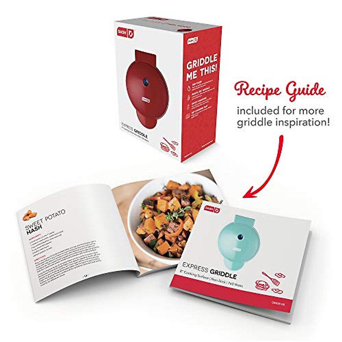 DASH 8” Express Electric Round Griddle for for Pancakes, Cookies, Burgers, Quesadillas, Eggs & other on the go Breakfast, Lunch & Snacks - Red