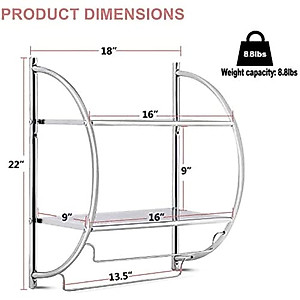 Wall Mounted Bathroom Shelf with Towel Bars,2 Tier Bathroom Towel Rack, White Bathroom Shelf Wall Mounted,18" W X 10" D X 22" H