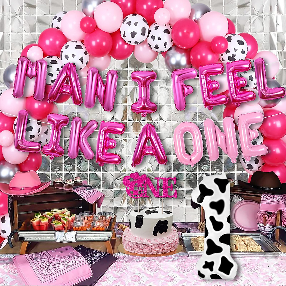 Wonmelody Western Cowgirl 1st Birthday Decorations Disco Man I Feel Like I'M One Birthday Decor Disco Cowgirl 1st Birthday Garland Kit High Chair Banner Curtains Cake Topper for My First Rodeo Party