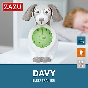 Zazu Davy The Dog - Interactive Sleep Trainer Clock & Nightlight for Kids - Color-Changing, Dual Time Display, Light-Up Alarm Clock - Teaches Kids When to Wake Up - in Soothing Taupe