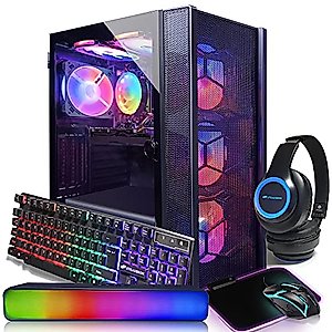 STGAubron Gaming Desktop PC,Intel Core i5-10400F up to 4.3G,GeForce RTX 2060 Super 8G GDDR6,16G DDR4,1T SSD,WiFi,BT 5.0,RGB Fan x6,RGB Keybaord&Mouse&MS Pad,RGB BT Sound Bar,RGB BT Gaming Mic,W11H64