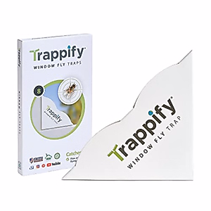 Trappify Window Fly Traps: House Window Fruit Fly Traps for Indoors, Gnat, & Other Flying Insect, Disposable Indoor Fly Trap with Extra Sticky Adhesive Strips - Inside Home Housefly & Bug Catchers (8)