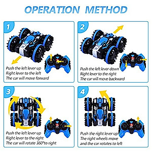 Toys for 5-12 Year Old Boys RC Car for Kids 2.4 GHz Remote Control Boat Waterproof RC Monster Truck Stunt Car 4WD Remote Control Vehicle Boys Girls Birthdays Gifts All Terrain Water Beach Pool Toy