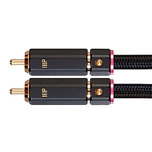 Monoprice 3.5mm to 2-Male RCA Adapter Cable - 15 Feet - Black, Gold Plated Connectors, Double Shielded with Copper Braiding - Onix Series