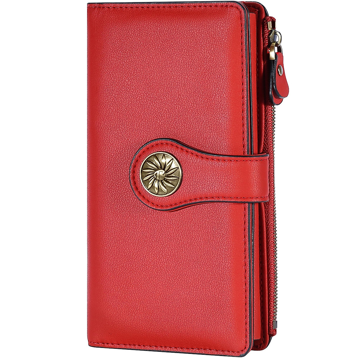 Travelambo Wallets Women RFID Large Capacity Luxury Waxed Leather Clutch Wallet Multi Card Organizer