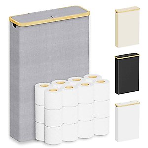 SpaceAid Extra Large Toilet Paper Storage with Lid, Hold up to 24 Regular Rolls or 18 Mega Rolls, Slim Toilet Paper Basket Holder Bin Container, Bathroom Accessories Organizer, Grey