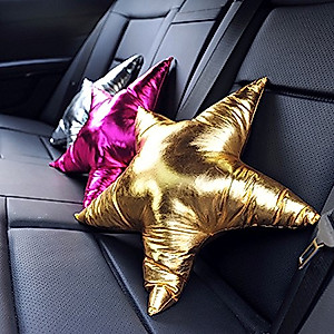 A.B Crew Shiny Cute Car Waist Cushion Back Support Cushion Home Sofa Decor(Golden Star)