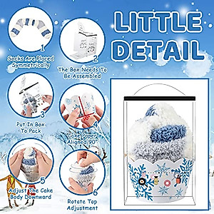 Jeyiour 6 Pairs Cupcake Socks Fuzzy Socks for Women Winter Socks with Grips DIY Christmas New Year Gift Warm Soft Men Non Slip Slipper Socks Fluffy Socks Christmas Stocking Stuffers with Gift Boxes