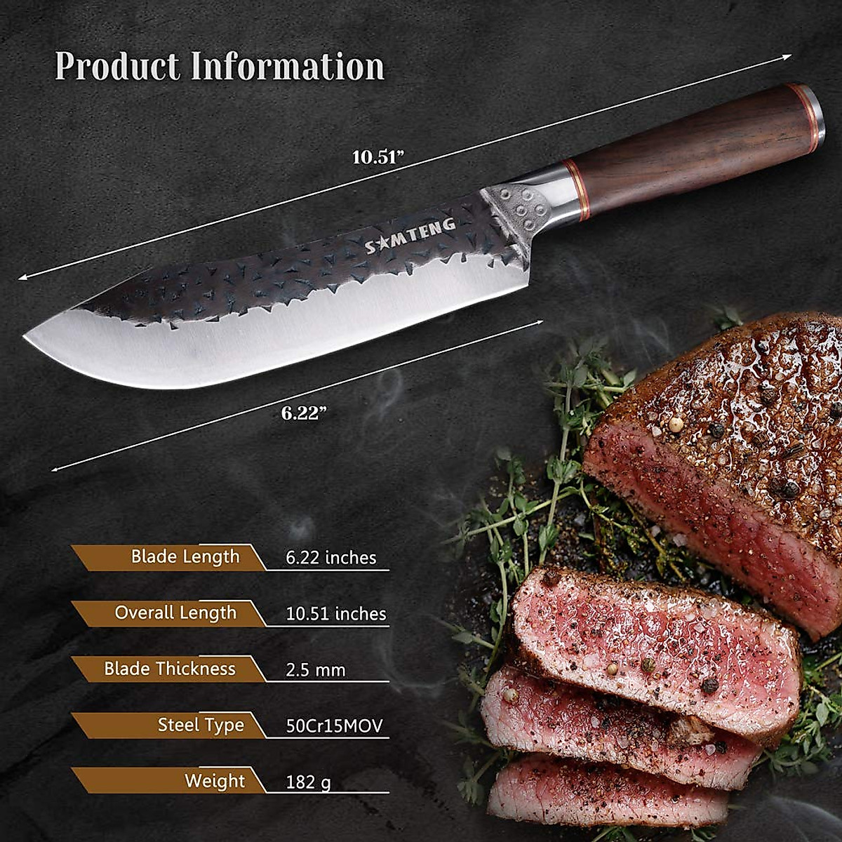 SMTENG 6'' chef knife Vegetable Knife Utility knife Japanese Forged Hammered kitchen Knife