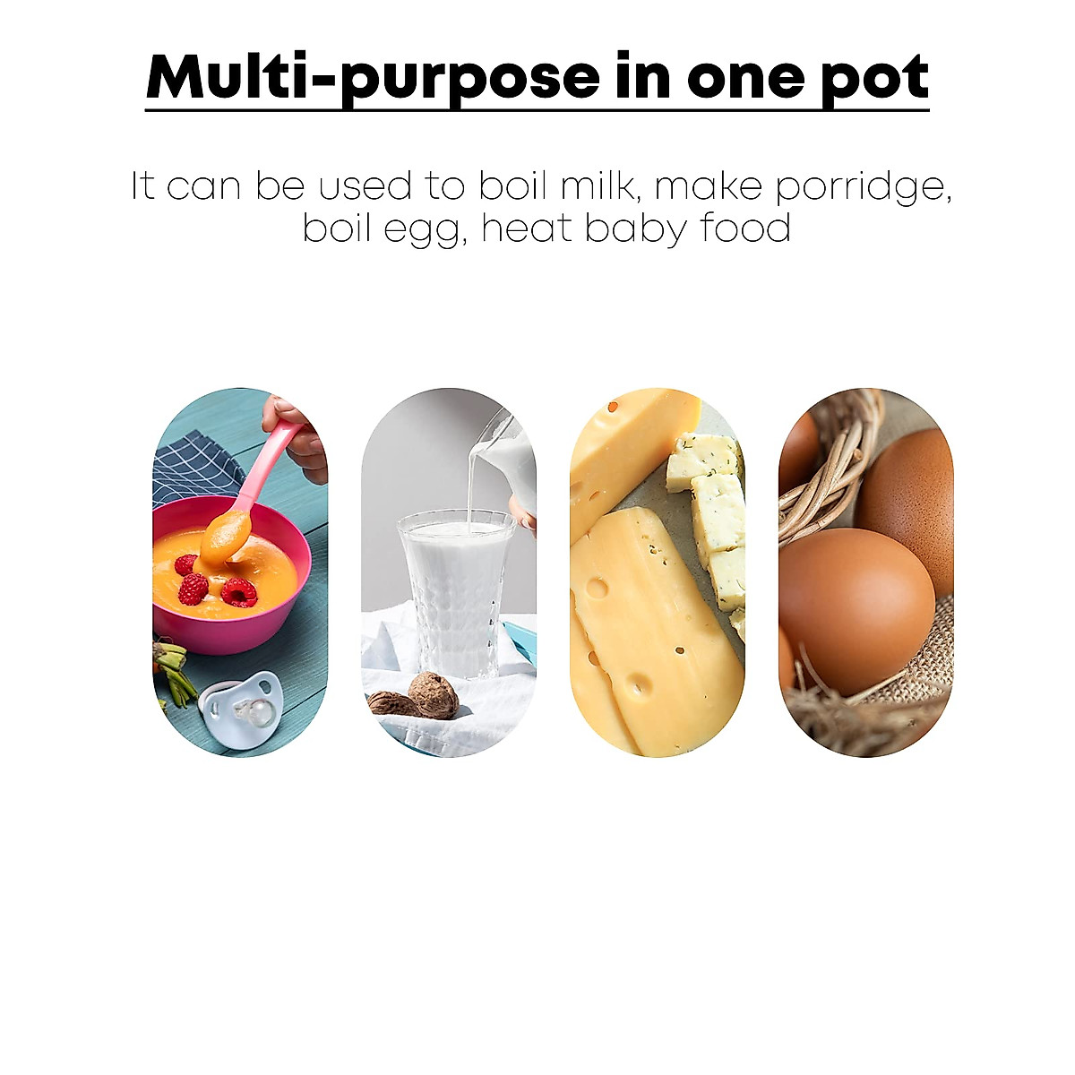 FARCADY 0.6qt Mini Enamel Milk Pot Insulated Wooden Handle 2 Pour Spouts Small Food Warmer Cute Saucepan(D015,White)