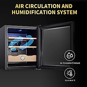 VINERIE Cigar Humidor 50L with Temperature Control System, Cooler for 300 Counts with Digital Hygrometer, Spanish Cedar Lined Great Gift for Father
