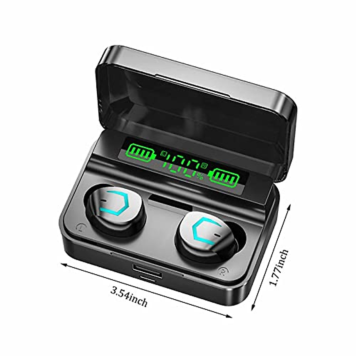 Wireless Bluetooth in-Ear Earbuds, Build-in Microphone, Premium Deep Bass Stereo Headphones, IPX7 Waterproof Sport Earbuds with LED Digital Display Charging Cabin