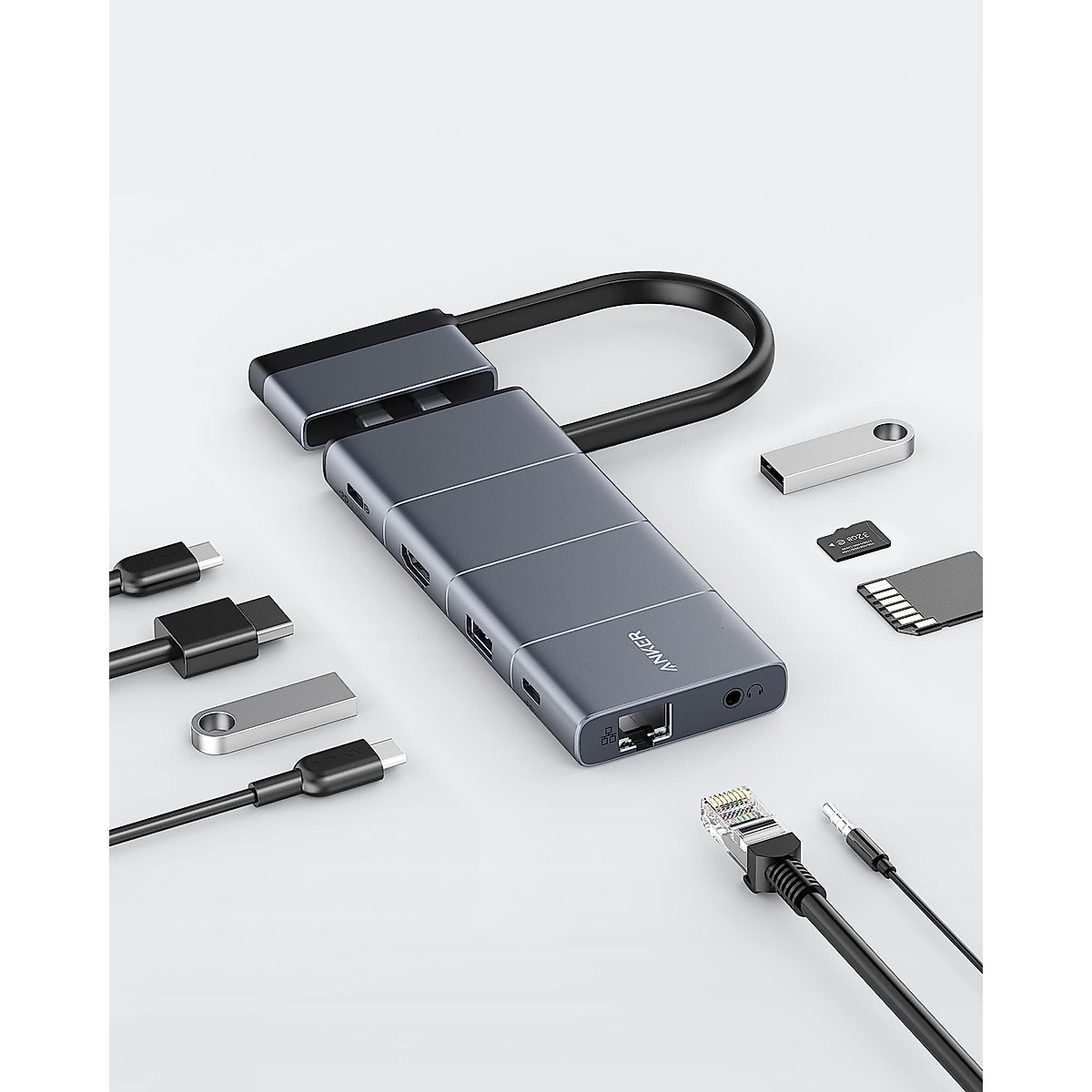 Anker USB C Hub for MacBook, PowerExpand 9-in-2 USB C Hub with 85W Power Delivery, 4K@30Hz HDMI, USB C Multi-Function Port, 2 USB-A 3.0 Ports, 1 Gbps Ethernet, 3.5 mm Audio, SD and microSD Card Reader